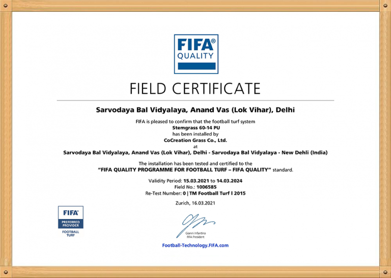 CCGrass completed a FIFA Quality pitch in India - CCGrass