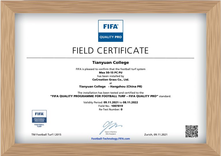 FIFA Quality Pro Field for Tianyuan College in China - CCGrass